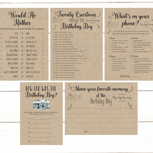 Adult Birthday Game Bundle for Him Whats in Your Phone - Etsy