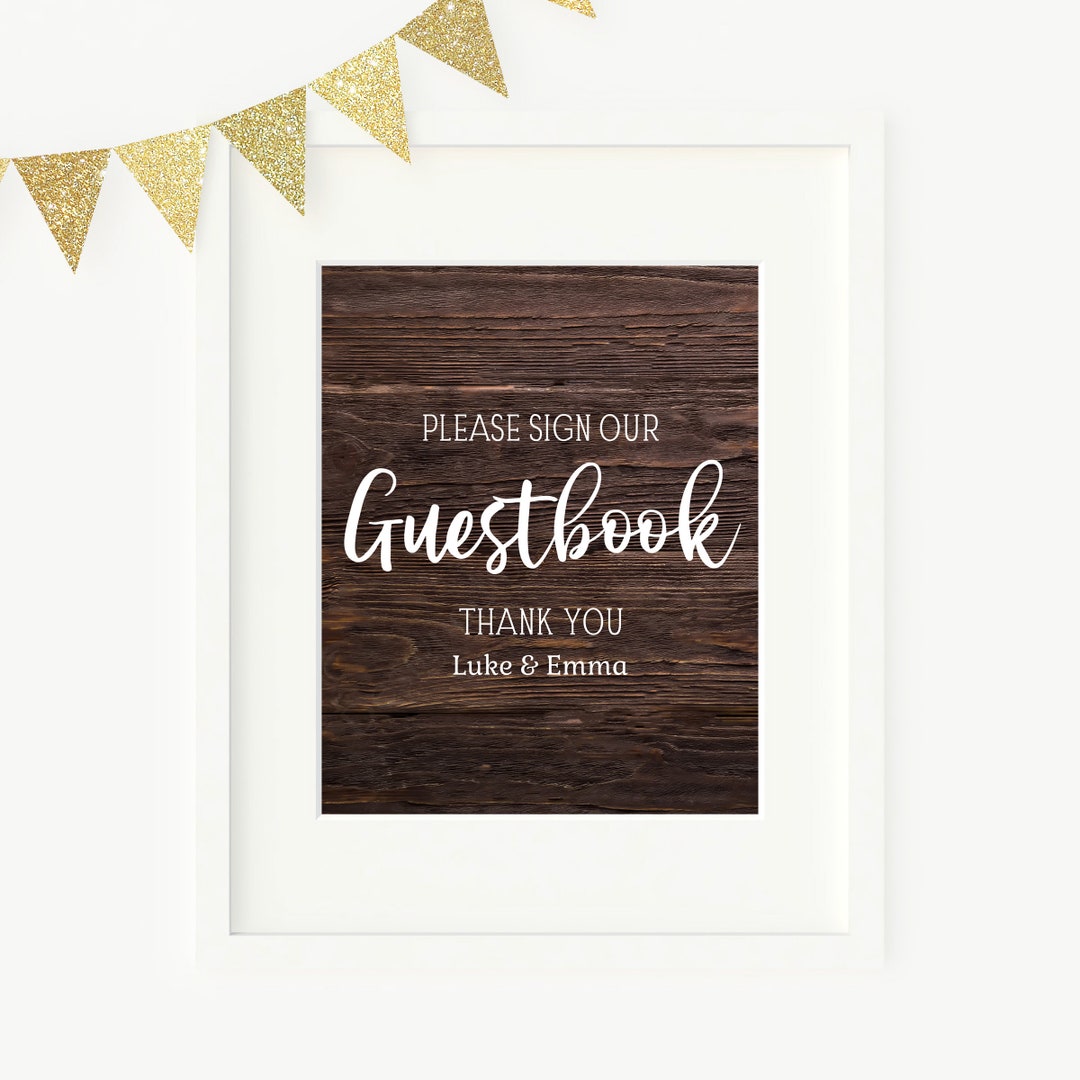 Editable Guestbook Sign Rustic Guest Book Sign Printable - Etsy