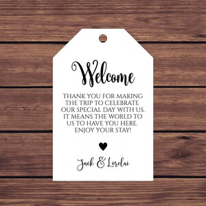 Editable Wedding Welcome Favor Tag, Printable Welcome Tag Template ...
