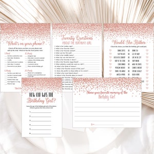 Adult Birthday Game Bundle for Her Rose Gold Whats in Your Phone Twenty ...