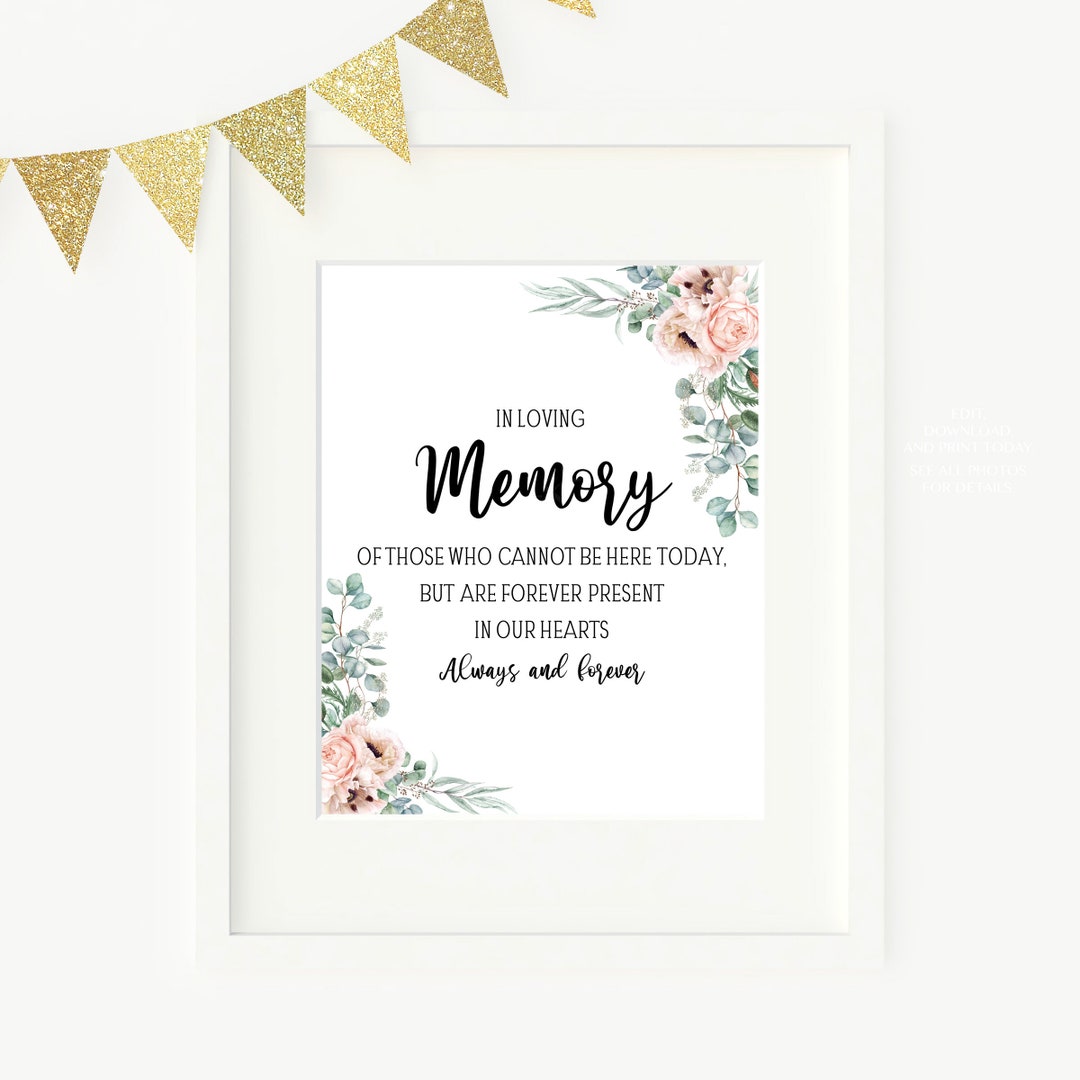 In Loving Memory Sign, Pink Floral in Loving Memory of Those Forever in ...