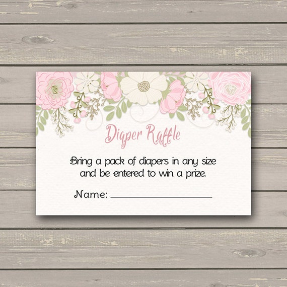Pink Floral Baby Shower Diaper Raffle Tickets, Pink Flowers Baby Shower ...