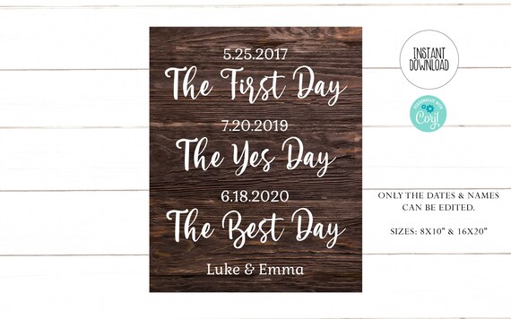 Decorations Weddings Editable Relationship Dates Sign Blush Pink Floral ...