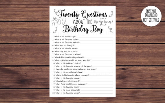Twenty Questions about the Birthday Boy, Kraft Birthday 20 Questions ...