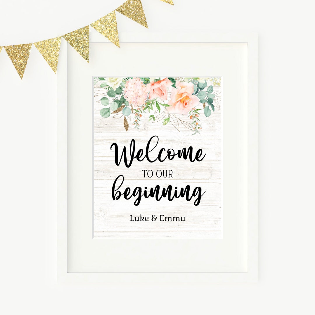 Editable Welcome to Our Beginning Sign Floral Rustic Wedding - Etsy