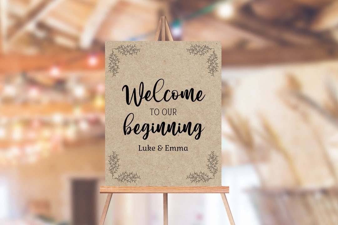Editable Kraft Welcome to Our Beginning Sign Kraft Rustic - Etsy