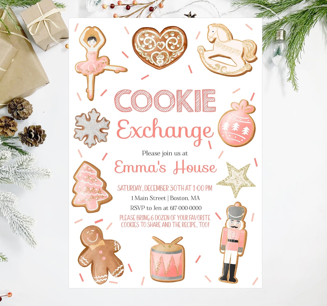 Christmas Cookie Exchange Invitation, Holiday Party Invitation, Cookie ...