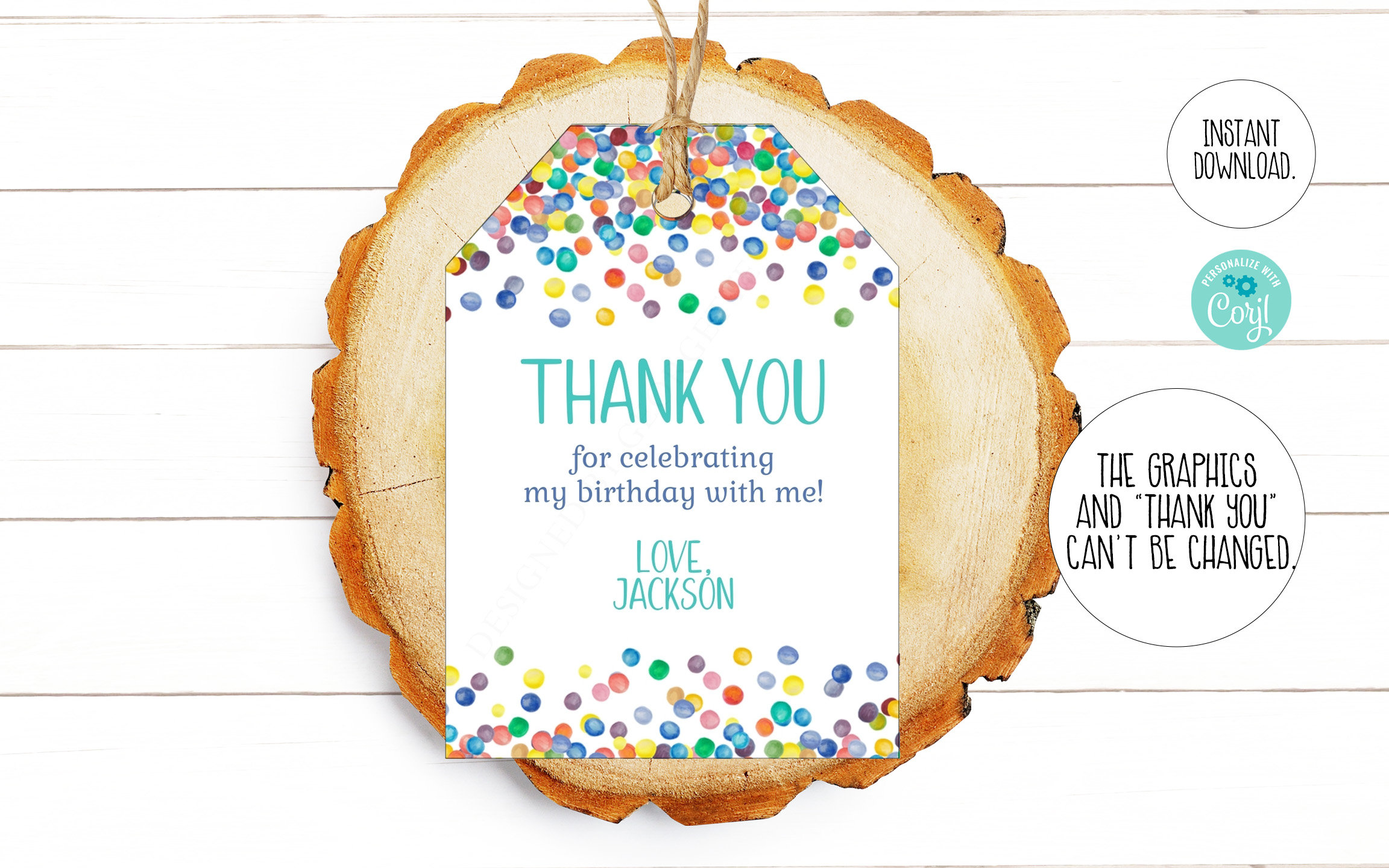 Editable Confetti Favor Tags Teal Confetti Gold Baby Shower | Etsy