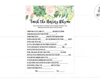 Nursery Rhyme Quiz Baby Shower Game Floral - Etsy