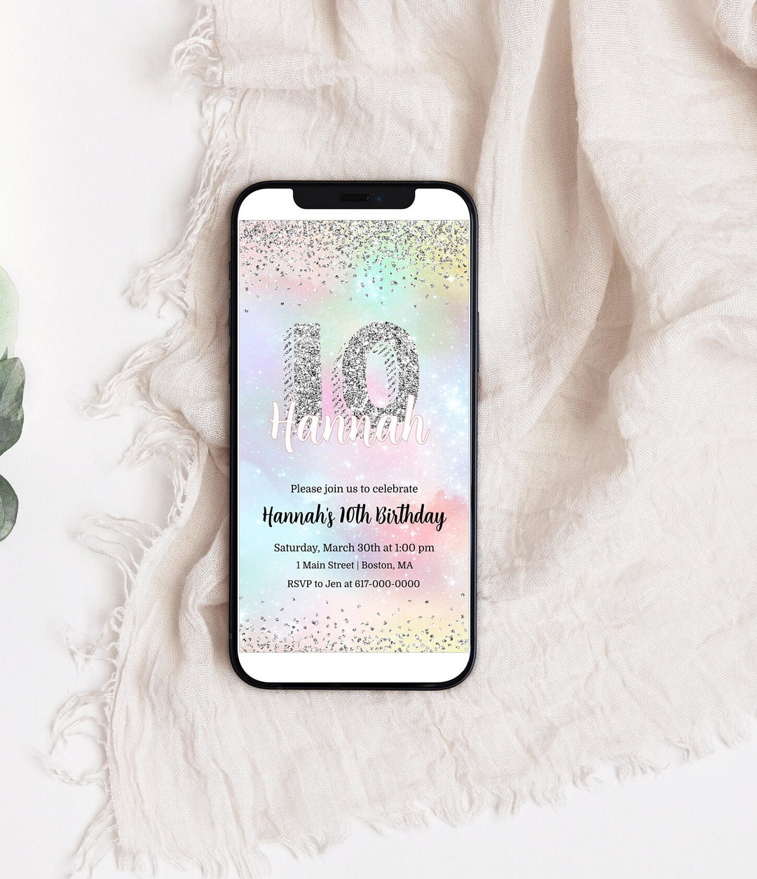 Pastel Birthday Party Text Invitation Pink Silver Party Text Invitation ...