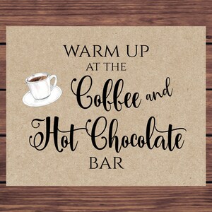 Warm up at the Hot Chocolate Bar Sign Kraft Coffee Bar Sign - Etsy