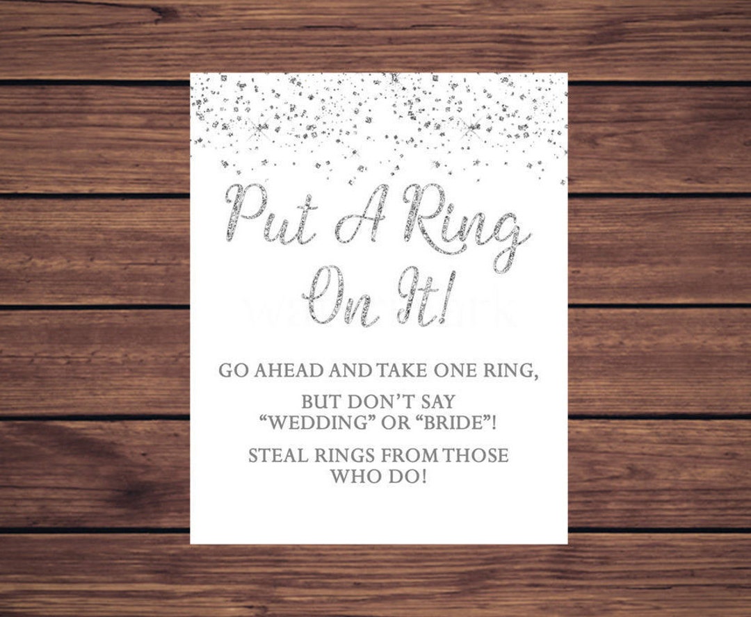 Put a Ring on It Bridal Game Don't Say Bride Game Silver - Etsy