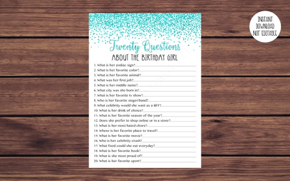 Twenty Questions about the Birthday Girl, Blue 20 Questions, How well ...