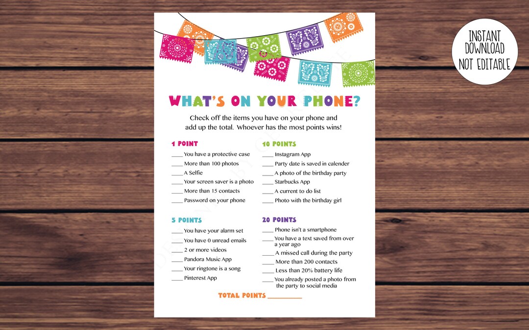 Birthday What's in Your Phone Game Girl Fiesta Whats in Your Phone ...
