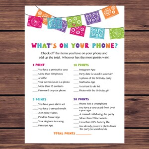 Birthday What's in Your Phone Game Girl Fiesta Whats in Your Phone ...