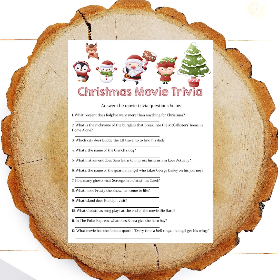 Christmas Movie Trivia, Christmas Party Game Instant Download Not - Etsy