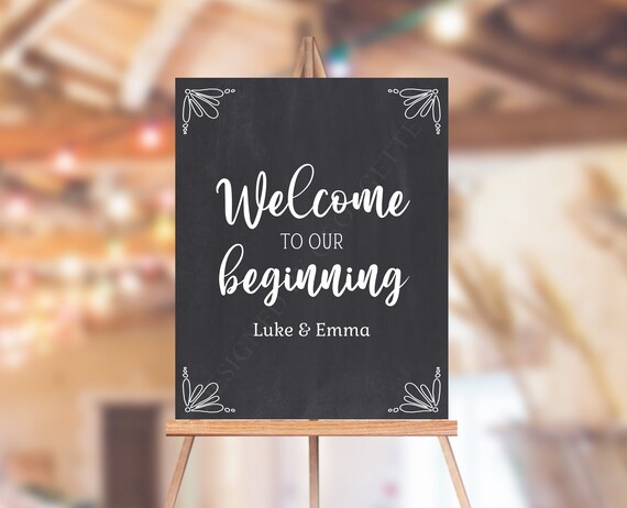 Editable Welcome to Our Beginning Sign, Chalk Wedding Welcome Sign ... Editable Welcome to Our Beginning Sign, Chalk Wedding Welcome Sign ...