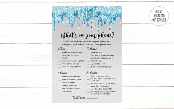 Birthday What's in Your Phone Game Girl, Blue and Gray Whats in Your ...