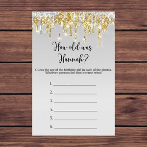 Editable Birthday Party Game Bundle Gold and Silver Would She | Etsy