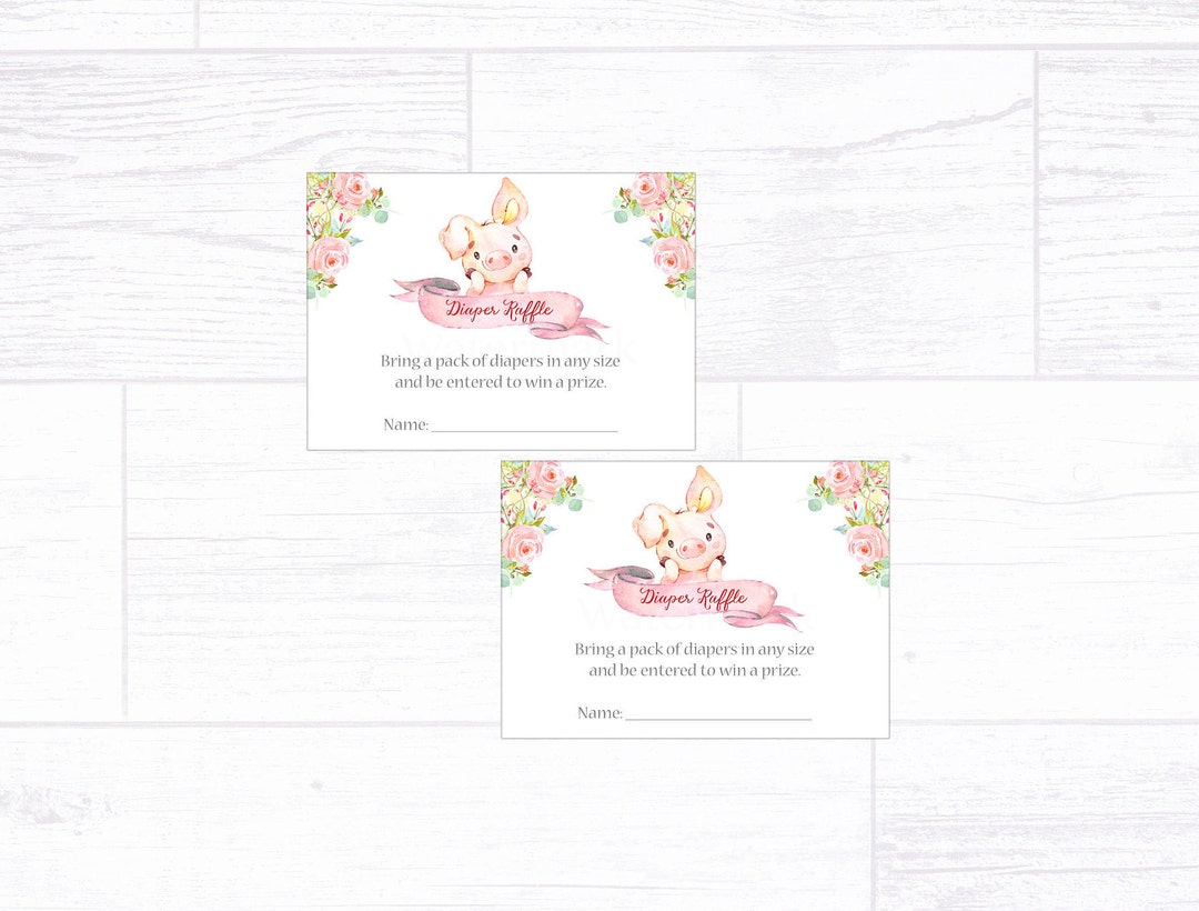 Piggy Diaper Raffle Tickets Pink Floral Baby Shower Diaper - Etsy