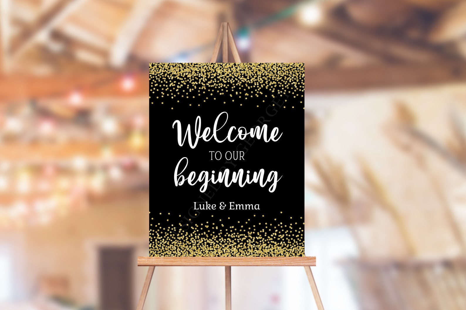 Editable Welcome to Our Beginning Sign Gold Confetti Wedding | Etsy