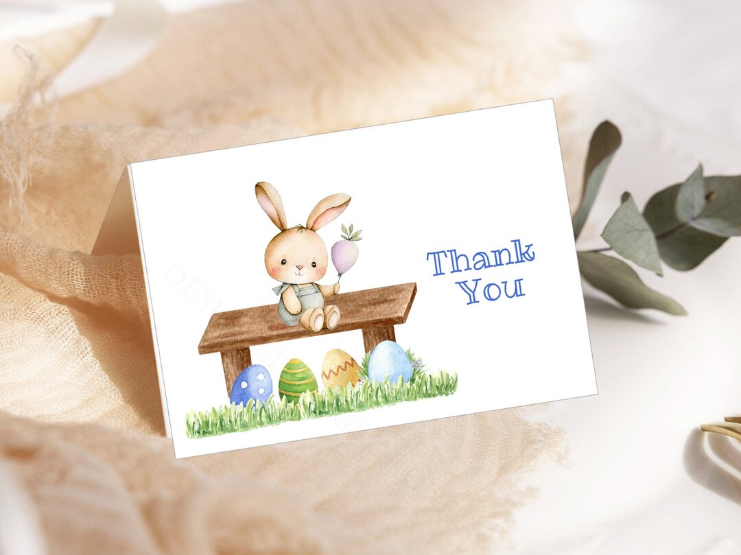Bunny Thank You Card Easter Thank You Card Instant Download 826 - Etsy