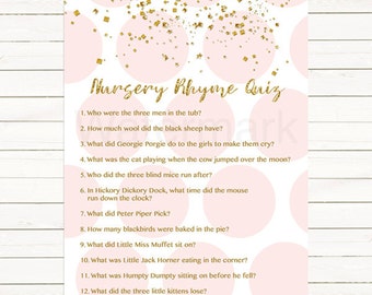 Nursery Rhyme Quiz Baby Shower Game Floral - Etsy