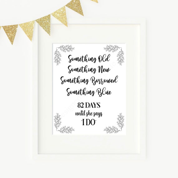 Editable Wedding Countdown Sign, Minimalist Something Old New Borrowed ...