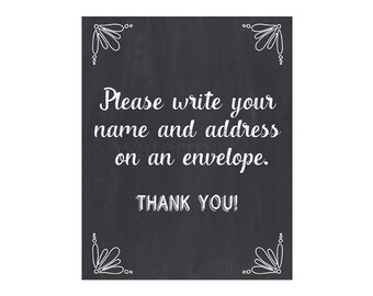 Please Write Your Name and Address on Envelope Sign Wedding - Etsy
