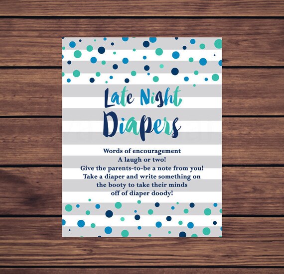 Diaper Thoughts Sign , Gray Stripes Blue Teal Confetti Late Night ...