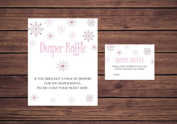 Pink Snowflakes Diaper Raffle Tickets, Pink Winter Wonderland Baby ...