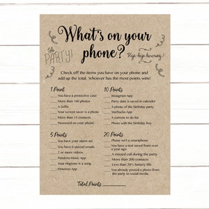Adult Birthday Game Bundle for Him, Whats in Your Phone, Twenty ...