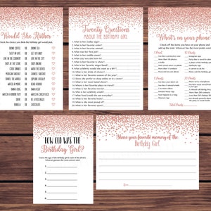 Adult Birthday Game Bundle for Her Rose Gold Whats in Your Phone Twenty ...