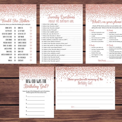 Birthday Games Bundle 10 Birthday Games for Her Adult - Etsy