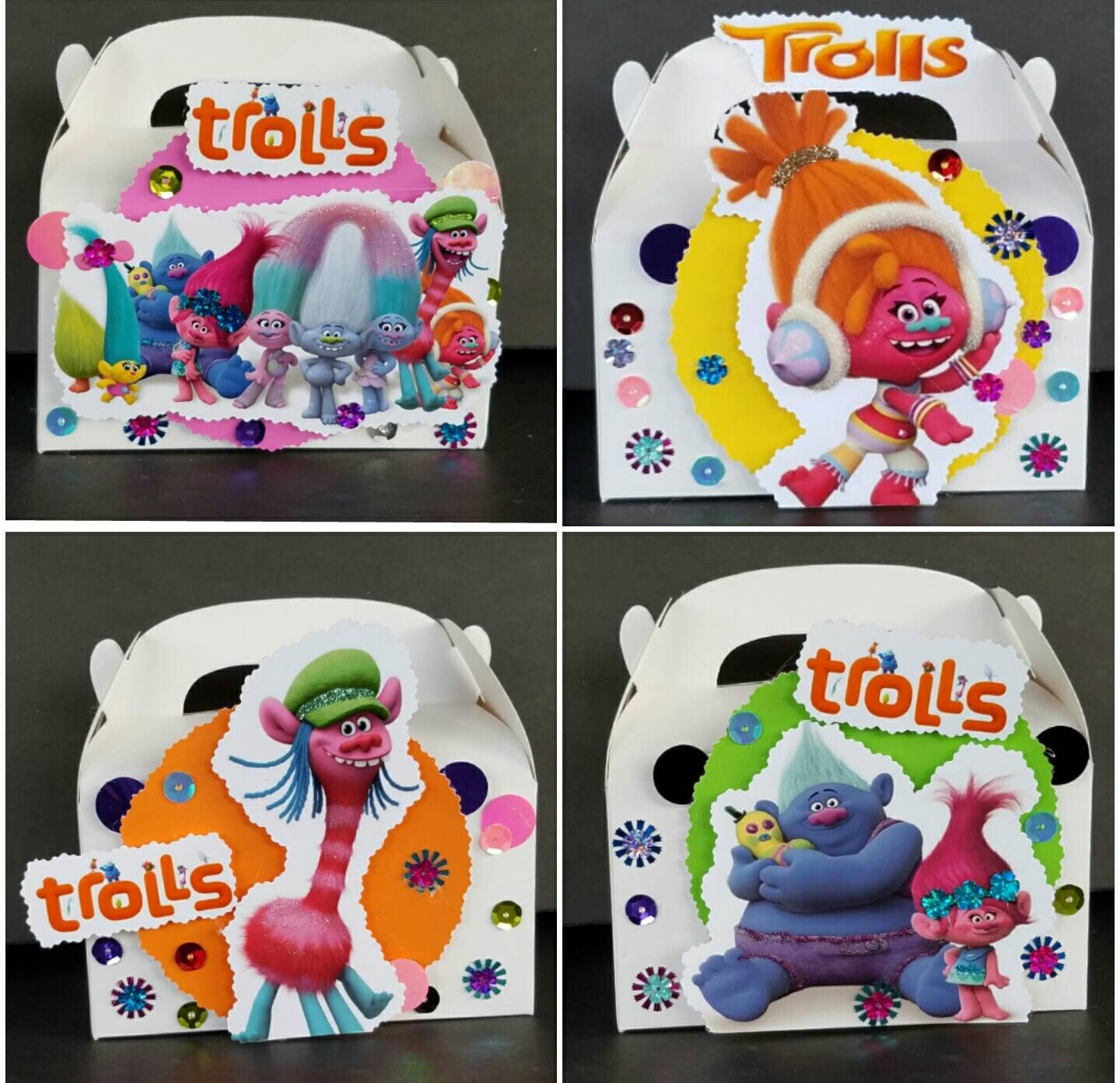 3D Trolls treat goodie favor BOXES bags BIRTHDAY PARTY | Etsy