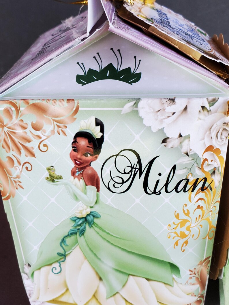 Tiana Princess Birthday Party Favor Milk Box Personalized Gift 3D Box ...