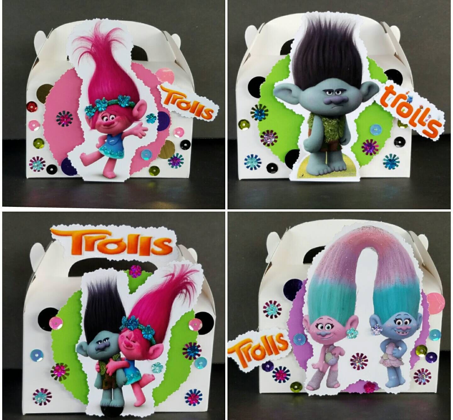 3D Trolls treat goodie favor BOXES bags BIRTHDAY PARTY | Etsy