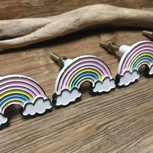 Set of 2 Pastel Rainbow Knobs Rainbow Drawer Pulls Pink - Etsy