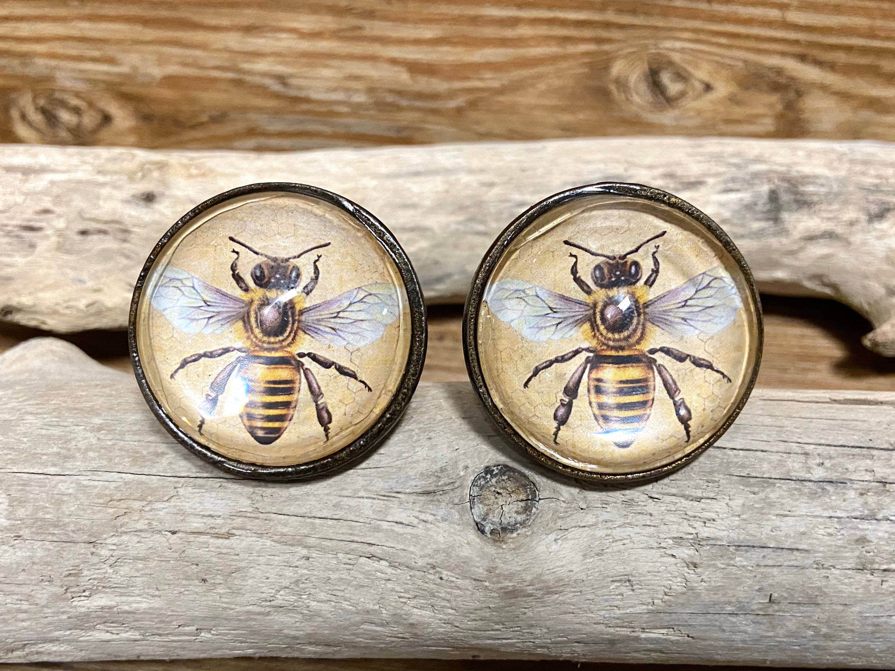 SET of 4 Bumble Bee Glass Face Knob Honeybee Cabinet Knob - Etsy