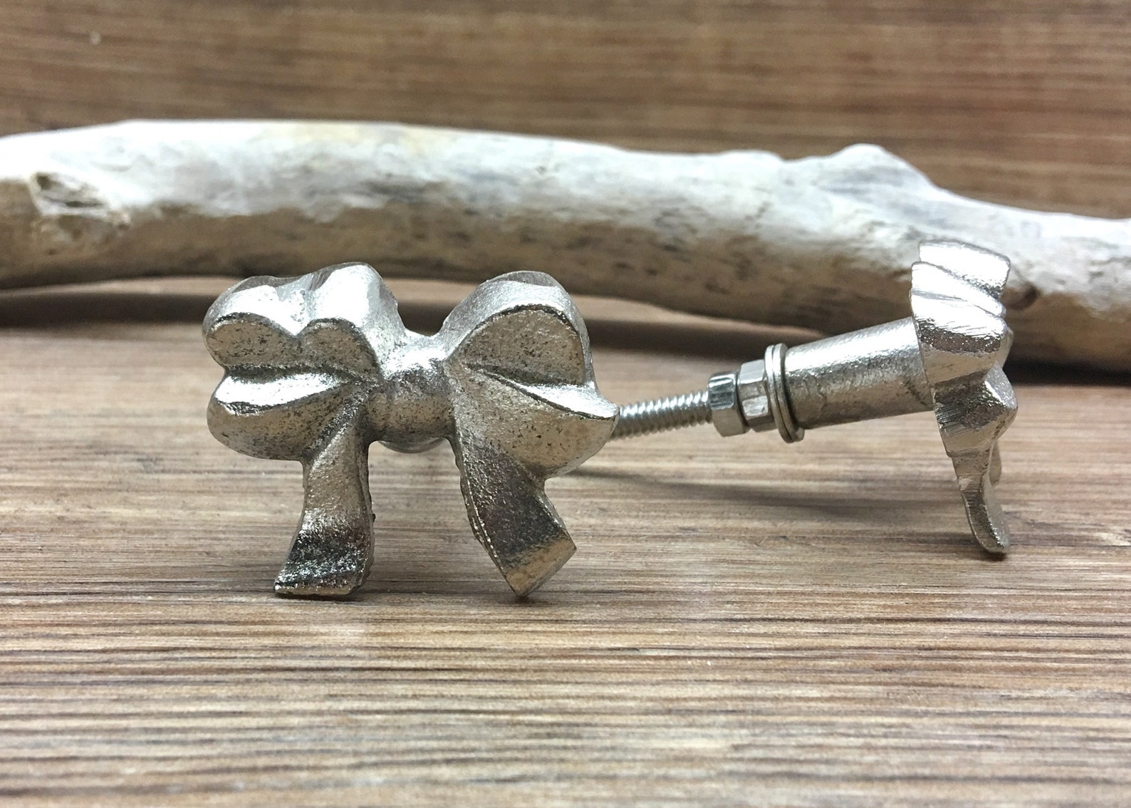 Silver Metal Bow Knob Ribbon Bow Drawer Pull Whimsical | Etsy