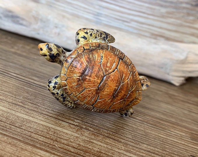 Sea Turtle Drawer Knob - Ceramic Turtle Shell Knob - Beach Nautical ...
