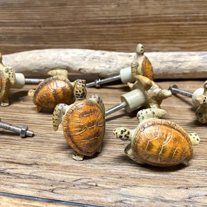 Set of 2 Sea Turtle Drawer Knobs - Ceramic Turtle Shell Knob - Beach ...