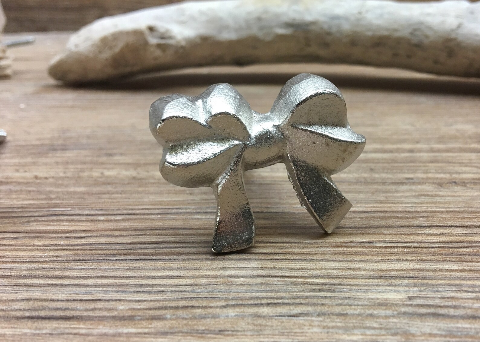 Silver Metal Bow Knob - Ribbon Bow Drawer Pull - Whimsical Baby Girl ...
