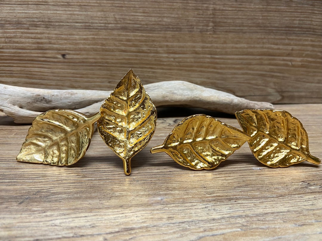 Set of 4 Gold Leaf Knobs Metal Knob Decorative Drawer Pull Tree Leaves Cabinet Kitchen Decor - Etsy