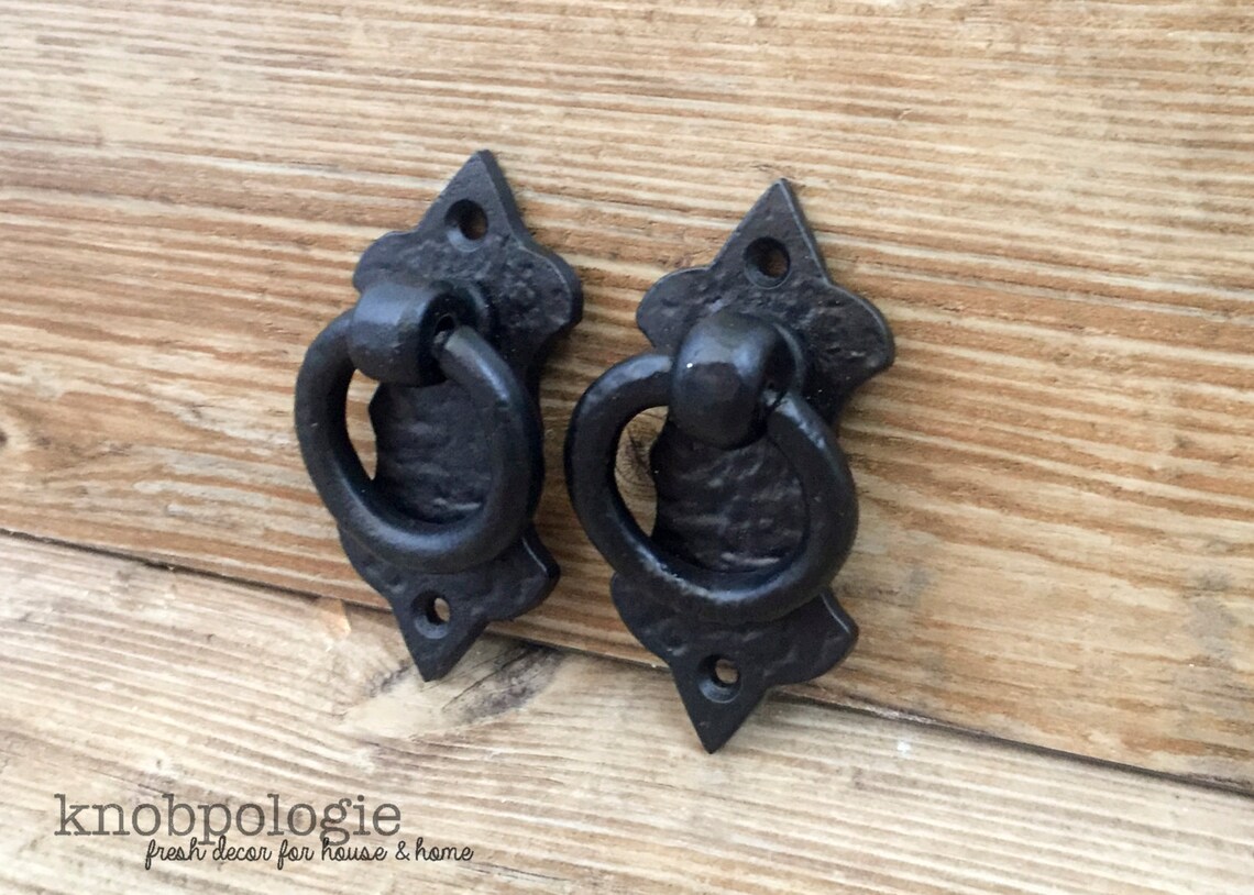 Black Hammered Loop Metal Drawer Pull Natural Rustic Black - Etsy