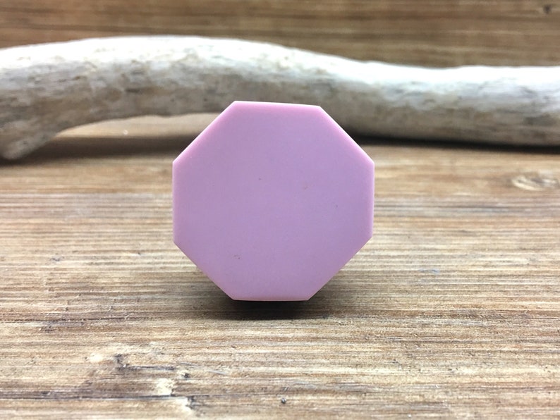 SET OF 4 - Wood and Sherbet Pink Acrylic Resin Octagon Knobs - Natural Wood Knob - Geometric - Etsy