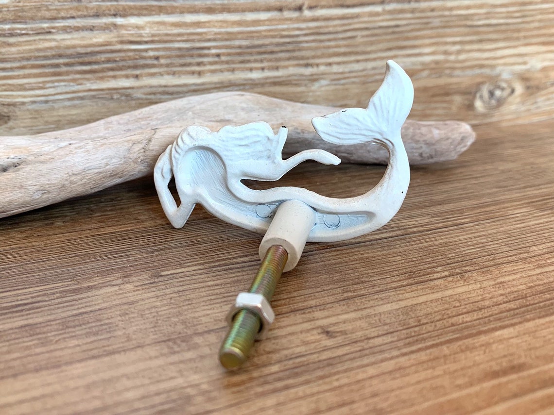 Set of 2 Ivory Cream Mermaid Knob Drawer Handles Mermaid | Etsy