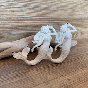 Set of 2 Ivory Cream Mermaid Knob Drawer Handles - Mermaid Tail - Beach ...
