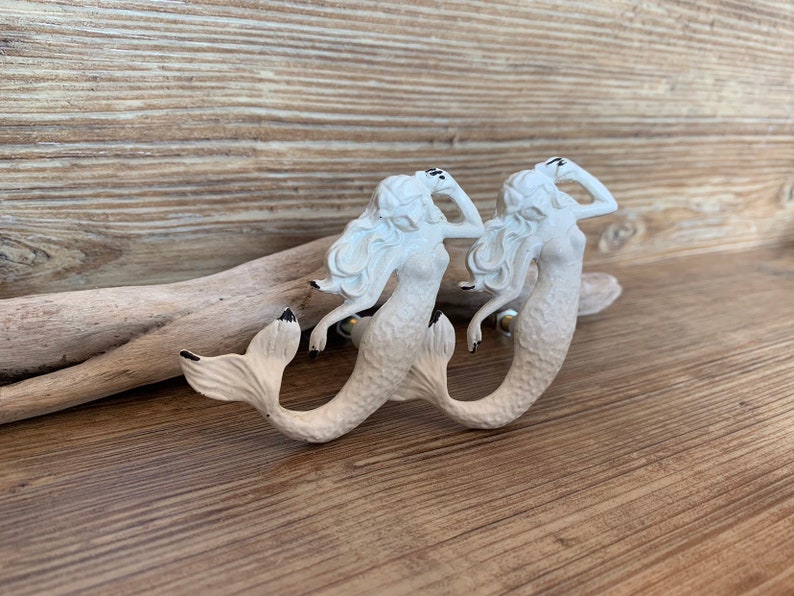 Set of 2 Ivory Cream Mermaid Knob Drawer Handles Mermaid | Etsy