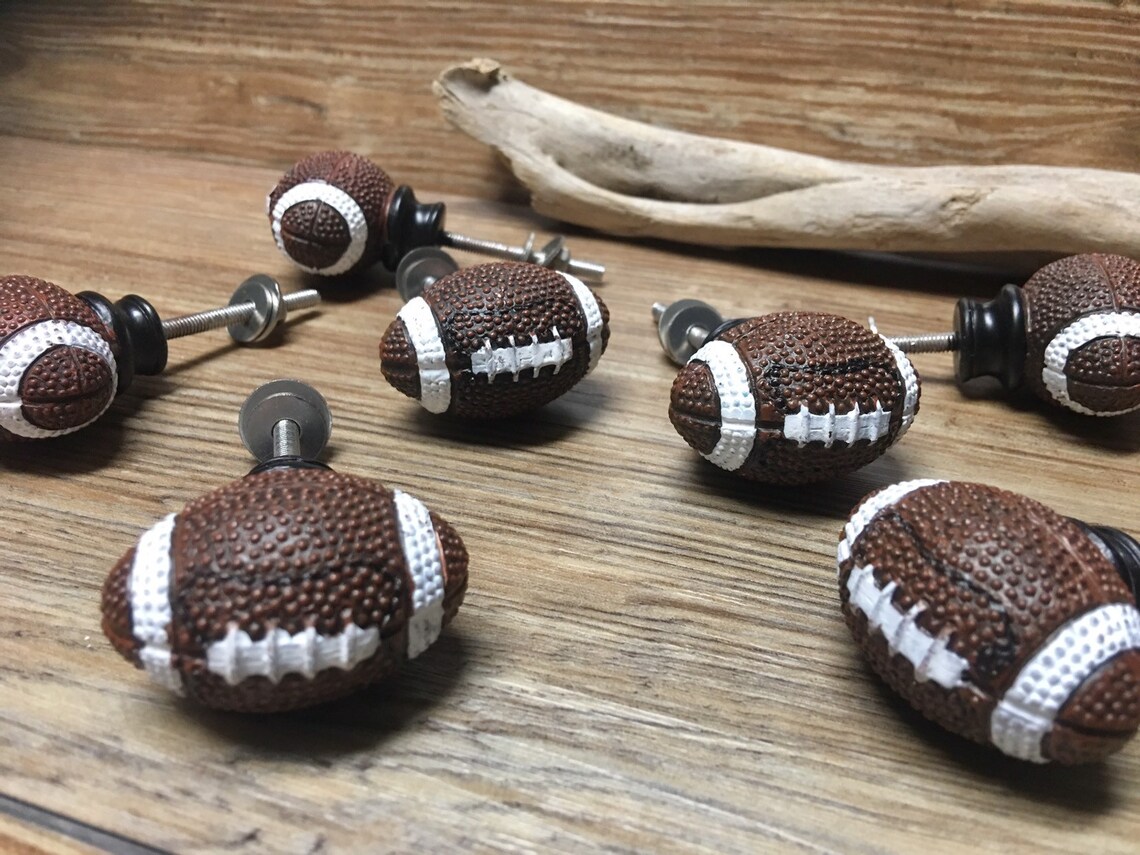 Set of 4 Football Knobs Football Drawer Pull Sports Theme - Etsy